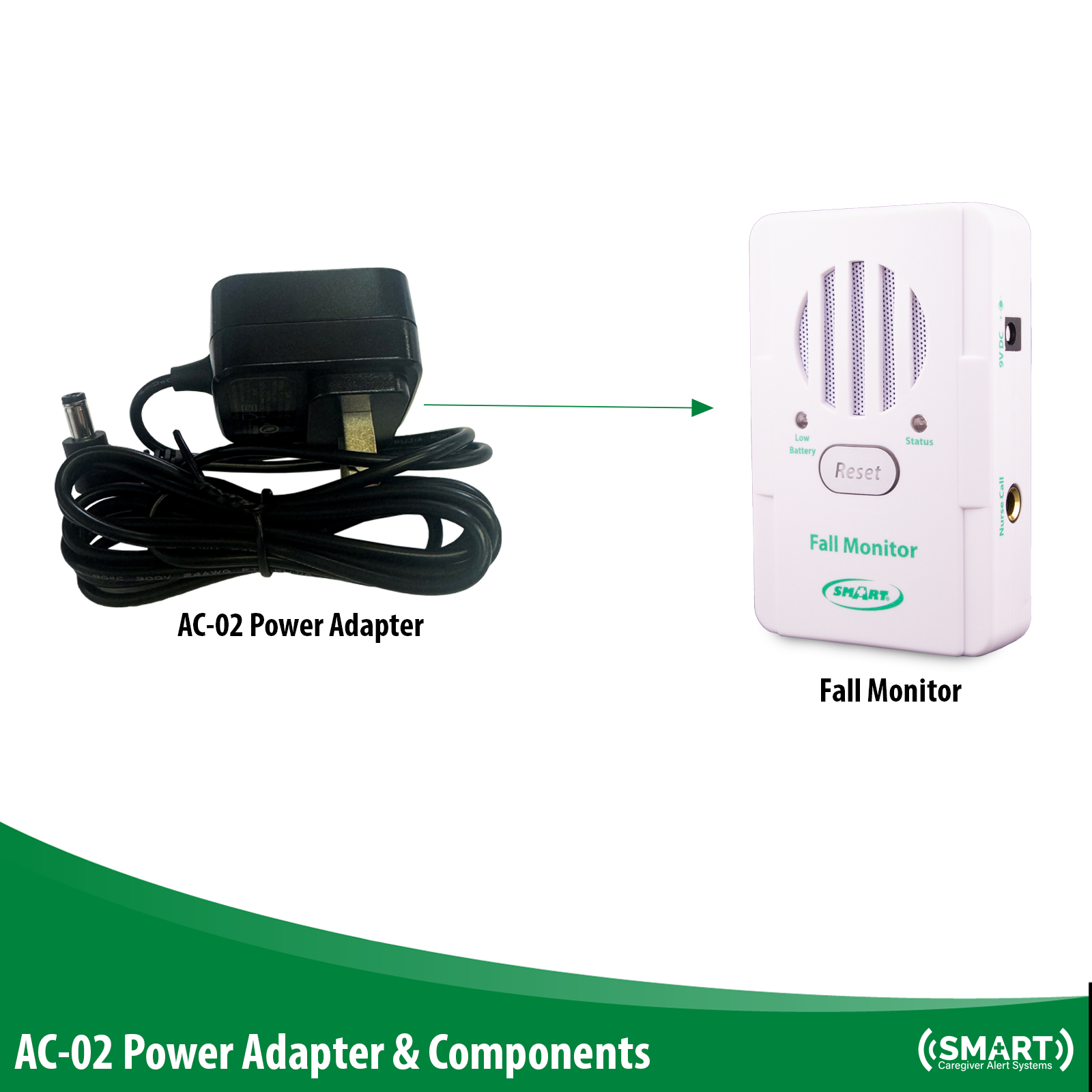 Power Adapter for Basic Corded Monitor AC-02 – Smart Caregiver